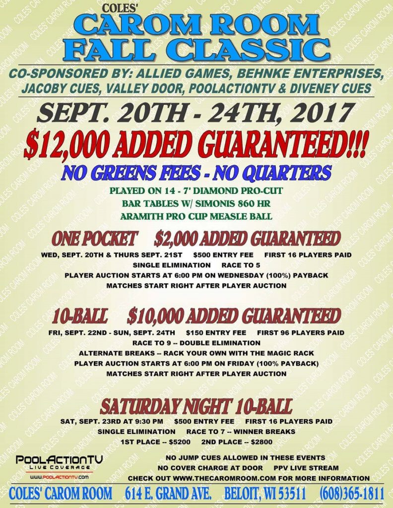 Cole’s Carom Room Fall Classic