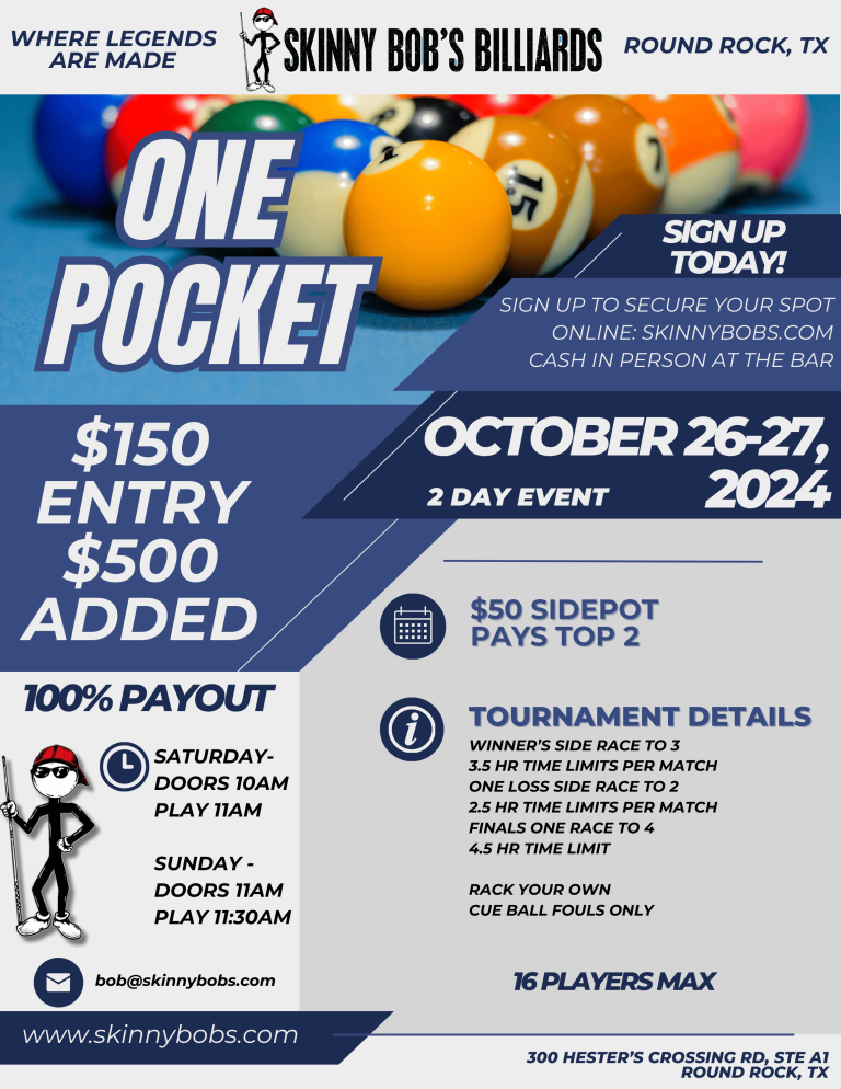 Skinny Bob’s One Pocket Tournament
