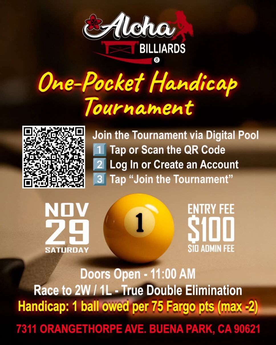 Aloha Billiards One Pocket Handicap Tourney